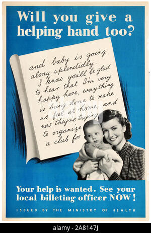 Second World War poster issued by the British Ministry of Health ...