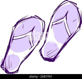 Slippers drawing, illustration, vector on white background Stock Vector ...