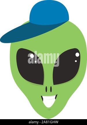 alien head with hat vector illustration design Stock Vector Image & Art ...