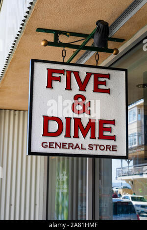 Golden State Shop sign on corrugated metal building exterior on a clear ...
