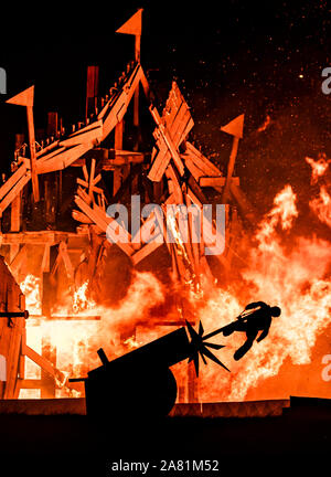 A "Greatest Showman" themed bonfire burns in Skinningrove, North ...