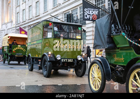 London, England, UK. Vintage Harrods electric van (1939) in Whitehall ...