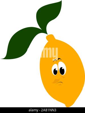 Cute sad Lemon fruit character. Vector hand drawn cartoon kawaii ...