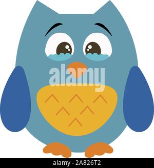 Sad owl, illustration, vector on white background Stock Vector Image ...