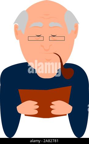 old man reading newspaper on street cartoon vector Stock Vector Image ...