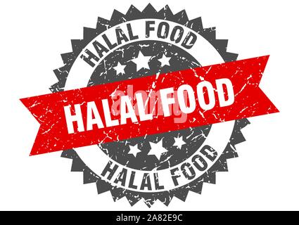 halal food stamp. round band sign set. ribbon label Stock Vector Image ...