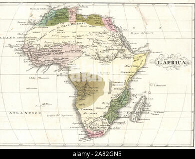 19th century map of Africa Copperplate engraving From the Encyclopaedia ...