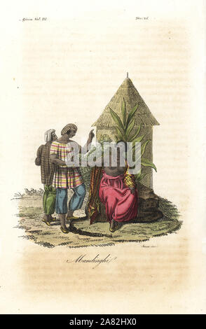 Costumes of the Mandingo or Mandinka people, west Africa. Handcoloured ...
