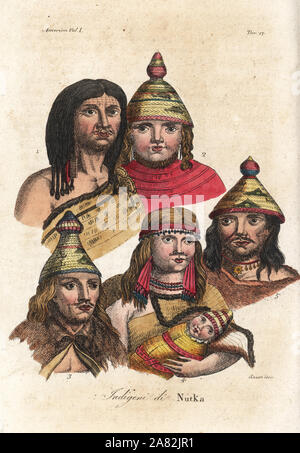 Native Americans of Nootka. Nootka man with tattooed brow and nose ring ...