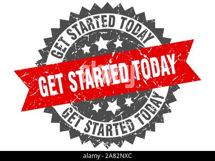 get started grunge stamp with red band. get started Stock Vector Image ...