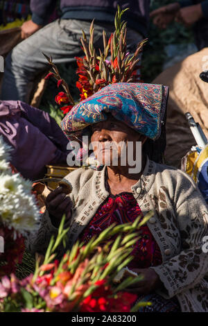 A Quiche Mayan woman in traditional dress on the pre-Hispanic Mayan ...
