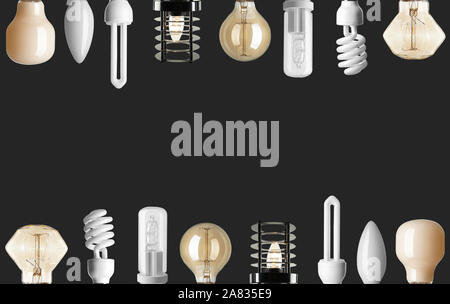 Collage of light bulbs on dark background Stock Photo - Alamy