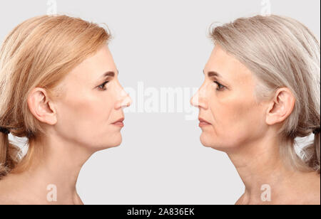 Aging concept. Comparison of young, middle aged and elderly age Stock ...