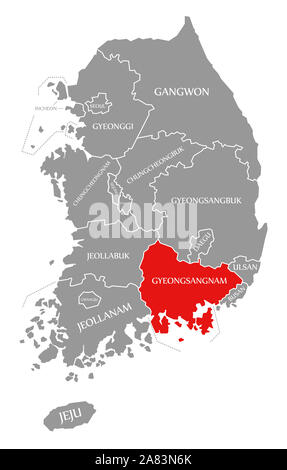 Shape of Gyeongsangnam-do, province of South Korea, with its capital ...