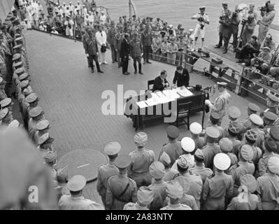 Surrender of Japan, 2 September 1945: U.S. Navy carrier planes fly in ...