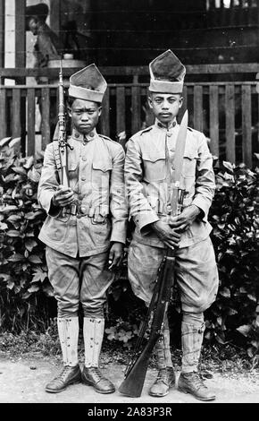 Two Moro soldiers, Philippine Islands, between ca. 1900 and 1923 ...