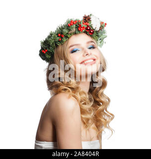 cheerful blonde beauty girl with curly hair, casual Stock Photo - Alamy
