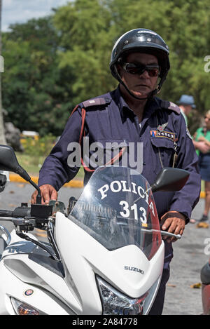 A Cuban police motorcyclist of the Policia Nacional Revolucionara ...