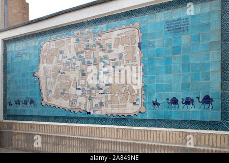 Tiled map of Khiva, Ichan Kala, Khiva, Uzbekistan Stock Photo - Alamy