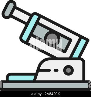 Eye device examination icon flat vector. Inspection patient. Machine ...