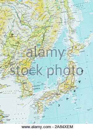 Political map of Japan, North Korea and South Korea with the capitals ...