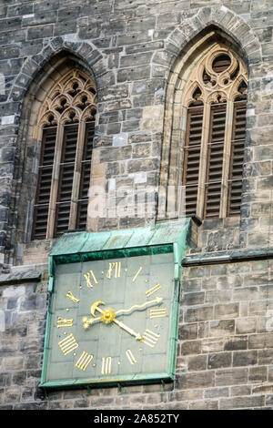 Clock at the Red Tower, Halle Saale Stock Photo - Alamy