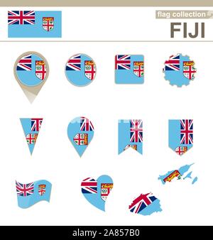 Fiji flag map, official color with proportion, fully Editable ...