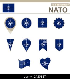 Nato flag icons set, vector flag of Nato. Three versions of icon Stock ...