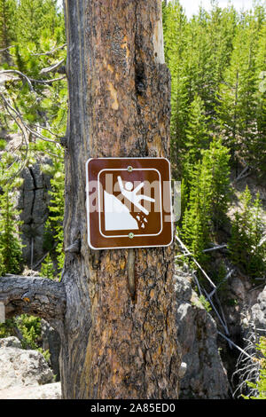 Warning sign posted on a tree, Saanich Core, Saanich Inlet, Vancouver ...