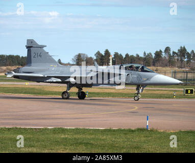 Flight show with Jas 39 Gripen at Linköping Airport. The Saab JAS 39 ...