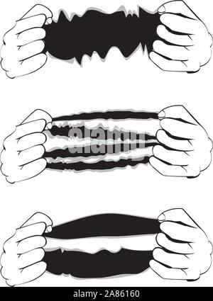 Human hands tearing surface, line art sketch style Stock Vector Image ...