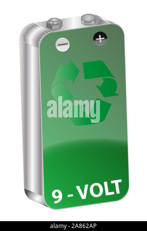 battery 9v block on white background Stock Photo - Alamy