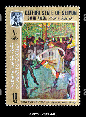 KATHIRI STATE OF SEIYUN - CIRCA 1967: A stamp printed in Kathiri State ...