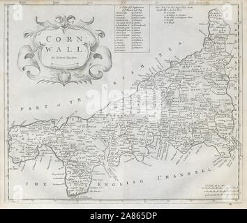 CORNWALL by ROBERT MORDEN from Camden's Britannia 1695 old antique map ...