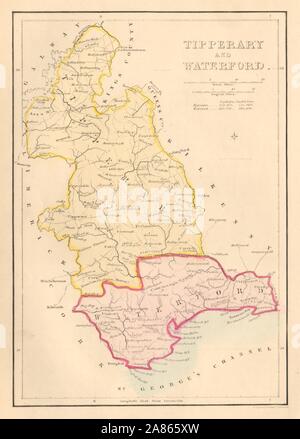 Antique TIPPERARY AND WATERFORD county map by Alfred ADLARD. Ireland ...