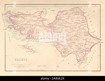 Antique GALWAY county map by Alfred ADLARD. Ireland 1843 old chart ...
