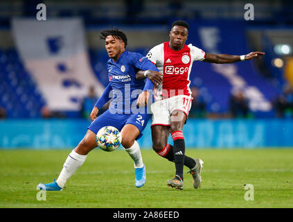 L-R Chelsea's Reece James and Quincy Promes of Ajax during Champion ...