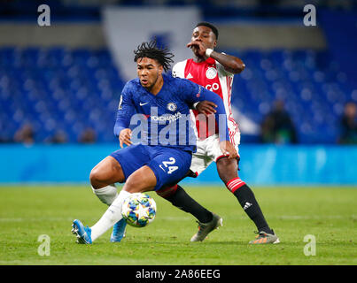 L-R Chelsea's Reece James and Quincy Promes of Ajax during Champion ...