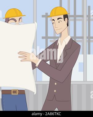 Cartoon scene of building construction site illustration Stock Vector ...