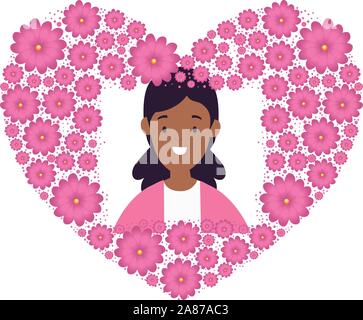 afro woman with flowers character Stock Vector Image & Art - Alamy