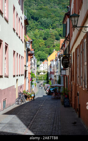 Side street in Heidelberg, Germany city center called "Fahrtgasse" with ...