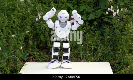 An android humanoid robot simulates his actions when he meets his ...