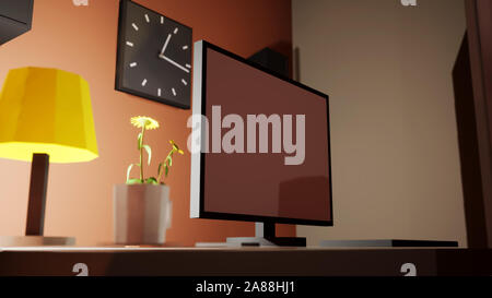 Office room created in 3D low poly design Stock Photo - Alamy