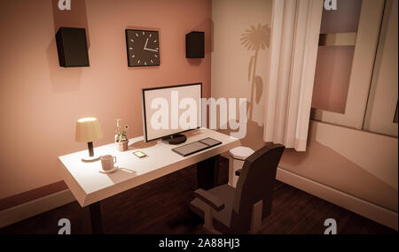 Office room created in 3D low poly design Stock Photo - Alamy