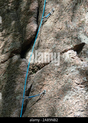 Ready rope safety track for climbing. Active extreme rest in summer for ...