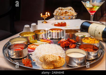 Traditional way to serve food on a tray, Bangalore, Karnataka, India ...