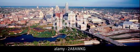 Omaha Skyline Nebraska USA Aerial Drone Stock Photo - Alamy