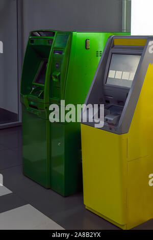 Outdoor Yellow ATM, Automated Teller Machine, Payment Terminal isolated ...