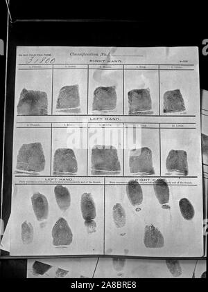Records from the fingerprint bureau ca. 1912 Stock Photo - Alamy