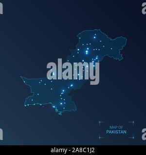 Vector dotted map of Pakistan isolated on white background, easy to ...